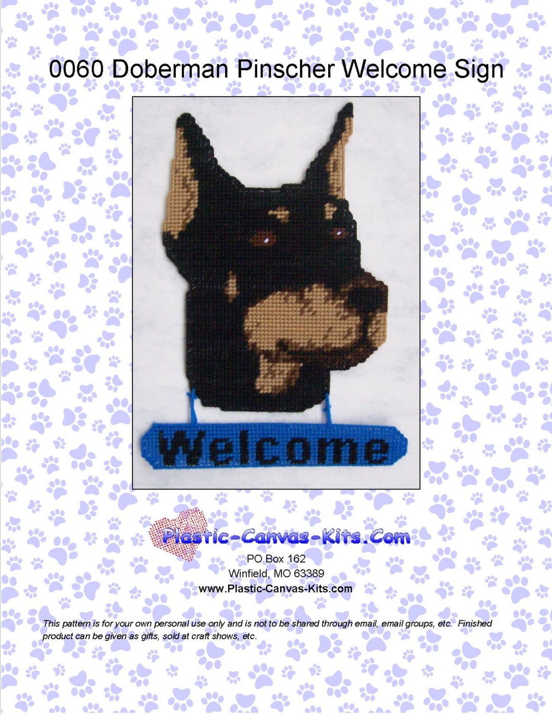 Doberman Pinscher Welcome Sign-plastic Canvas Pattern-pdf Download - Etsy