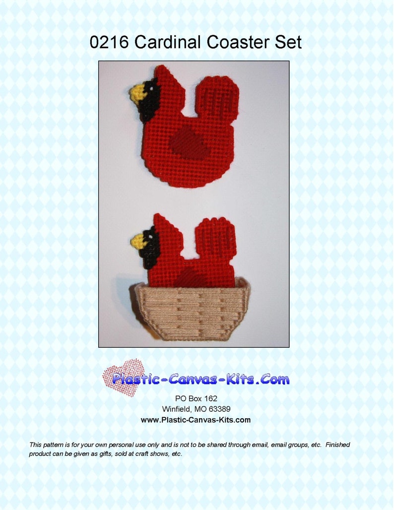 Cardinal Bird Coaster Set-plastic Canvas Pattern-pdf Download - Etsy