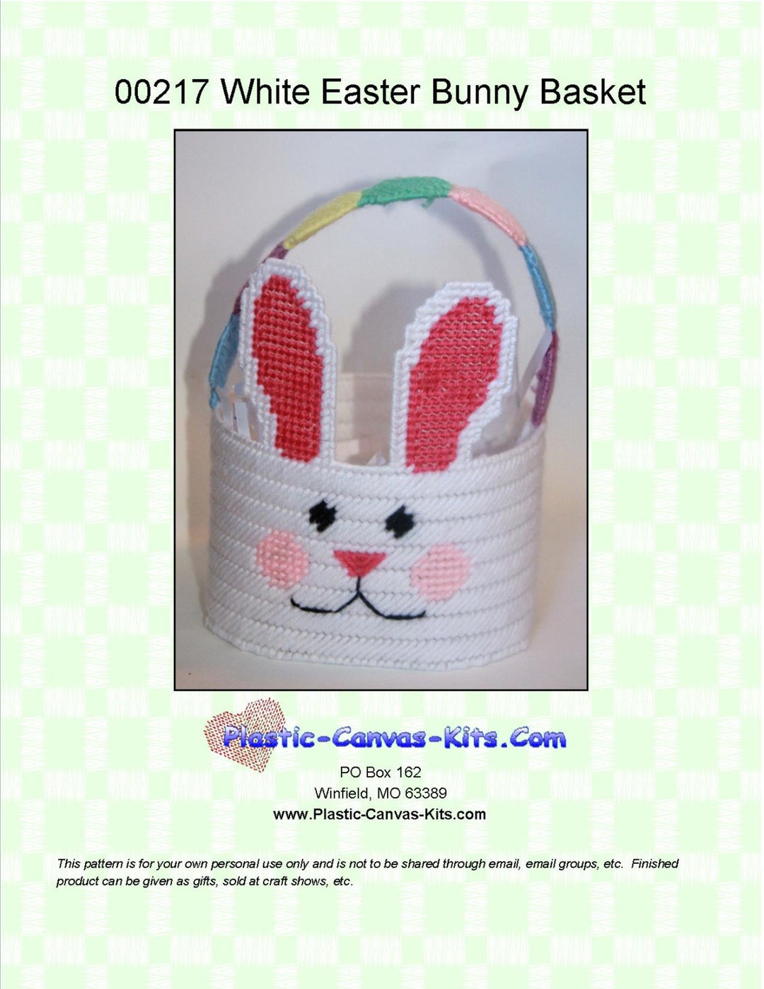 White Easter Bunny Basket-plastic Canvas Pattern-pdf Download - Etsy
