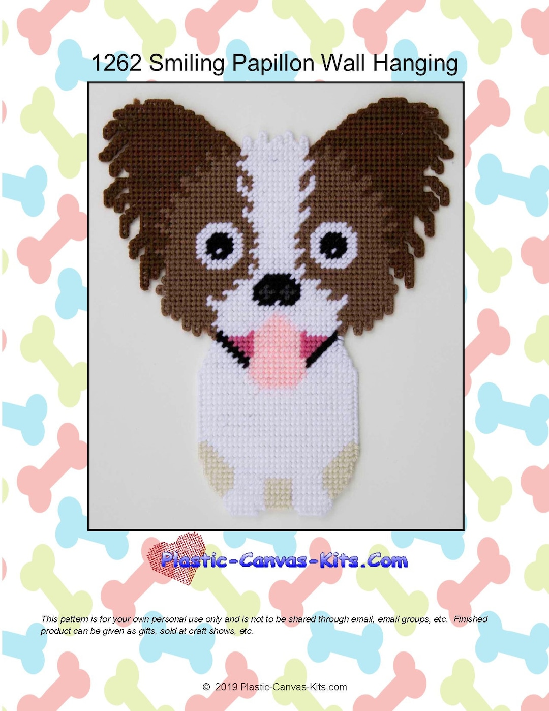 Smiling Papillon Dog Wall Hanging-plastic Canvas Pattern-pdf Download ...
