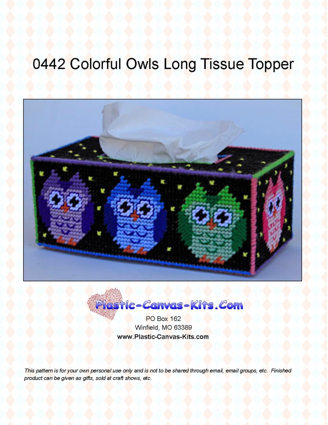 Colorful Owls Long Tissue Topper-plastic Canvas Pattern-pdf | Etsy