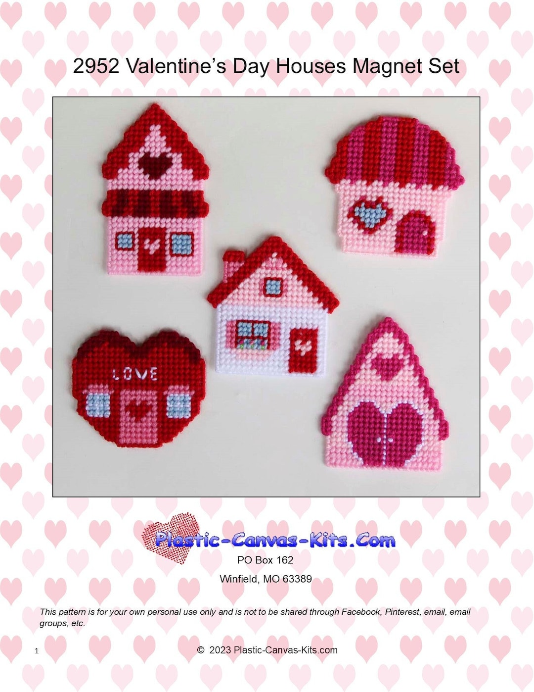 Valentine's Day House Magnets-plastic Canvas Pattern-pdf Download - Etsy