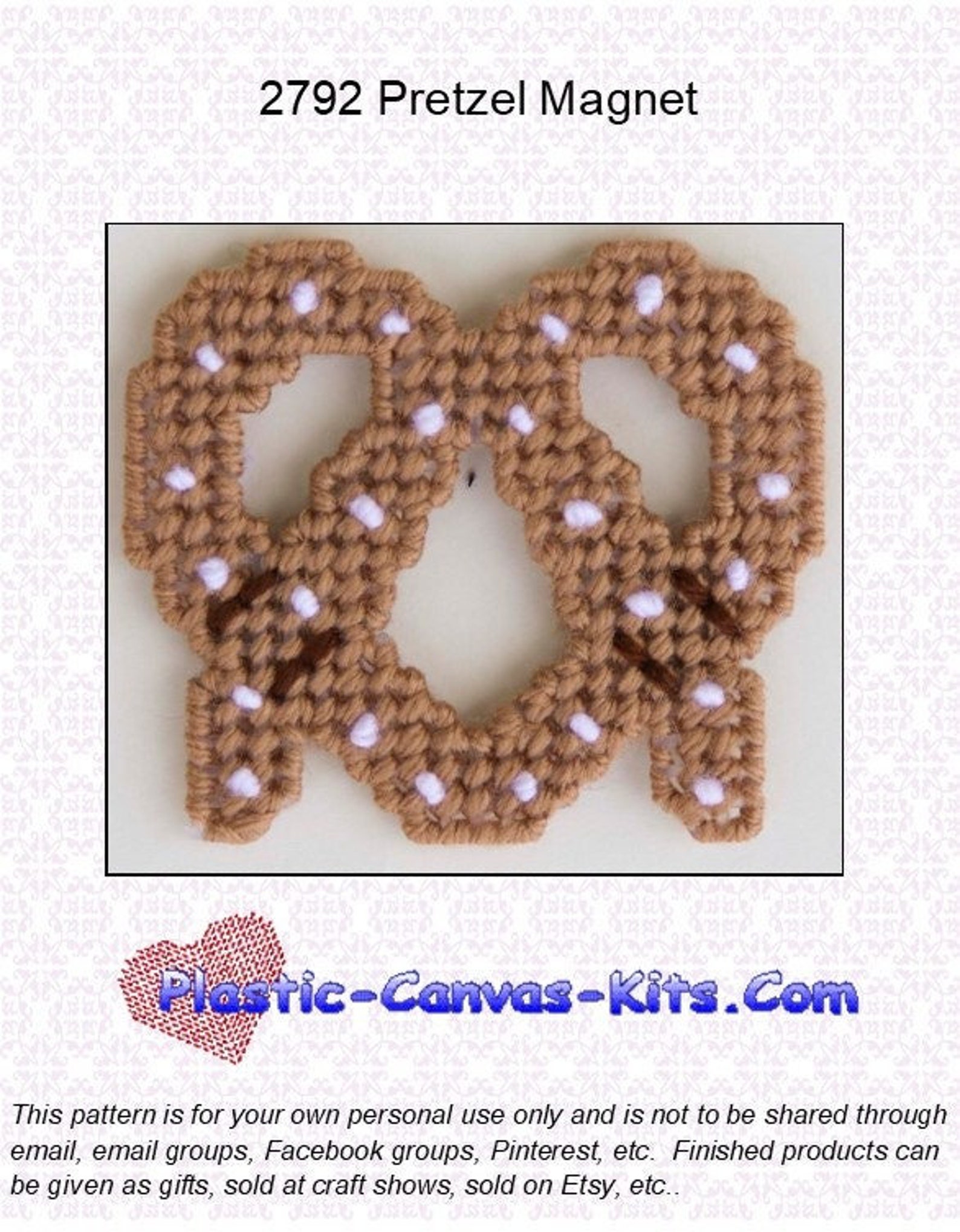 Pretzel Magnet-plastic Canvas Pattern-pdf Download - Etsy