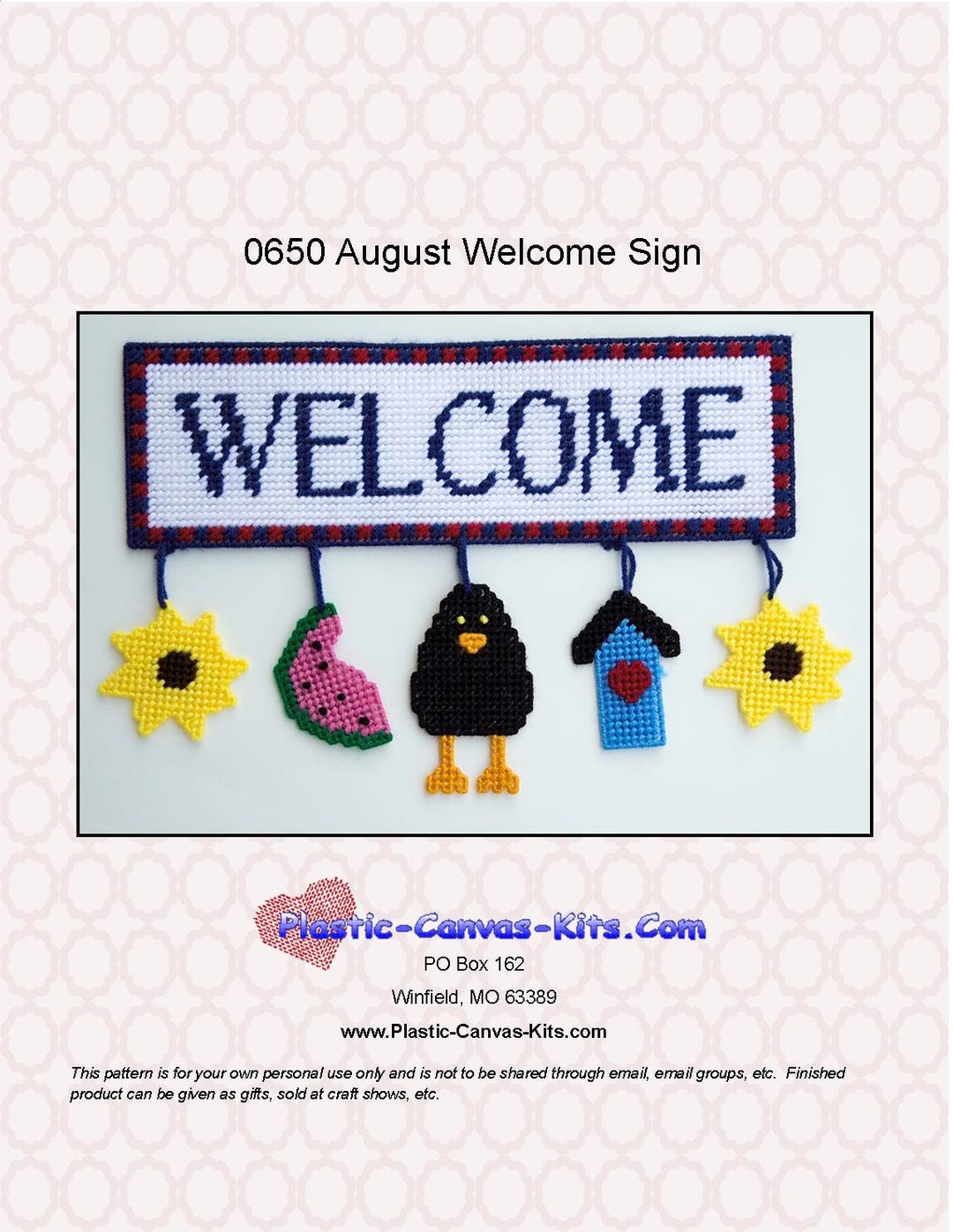 August Welcome Sign-plastic Canvas Pattern-pdf Download - Etsy
