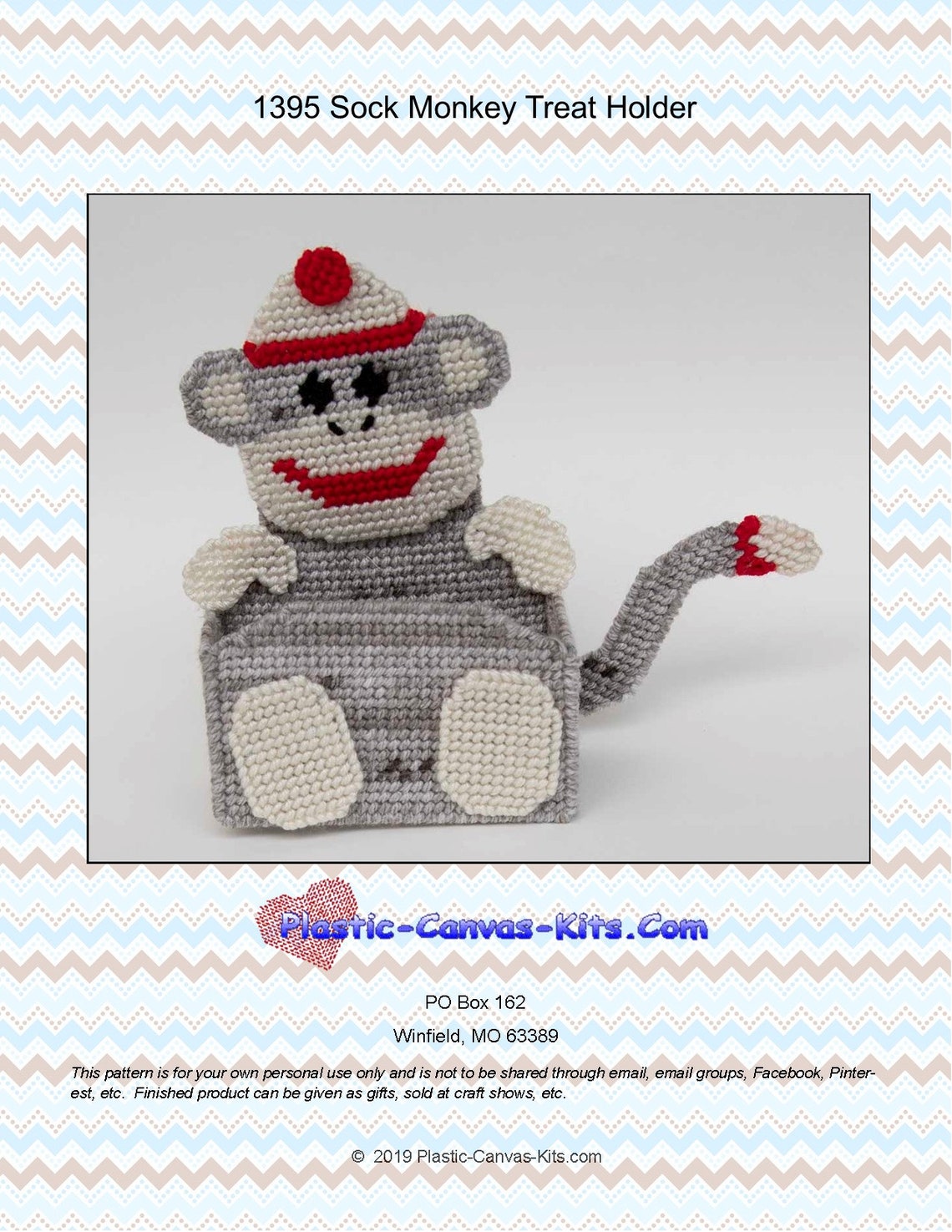 Sock Monkey Treat Holder-plastic Canvas Pattern-pdf Download - Etsy
