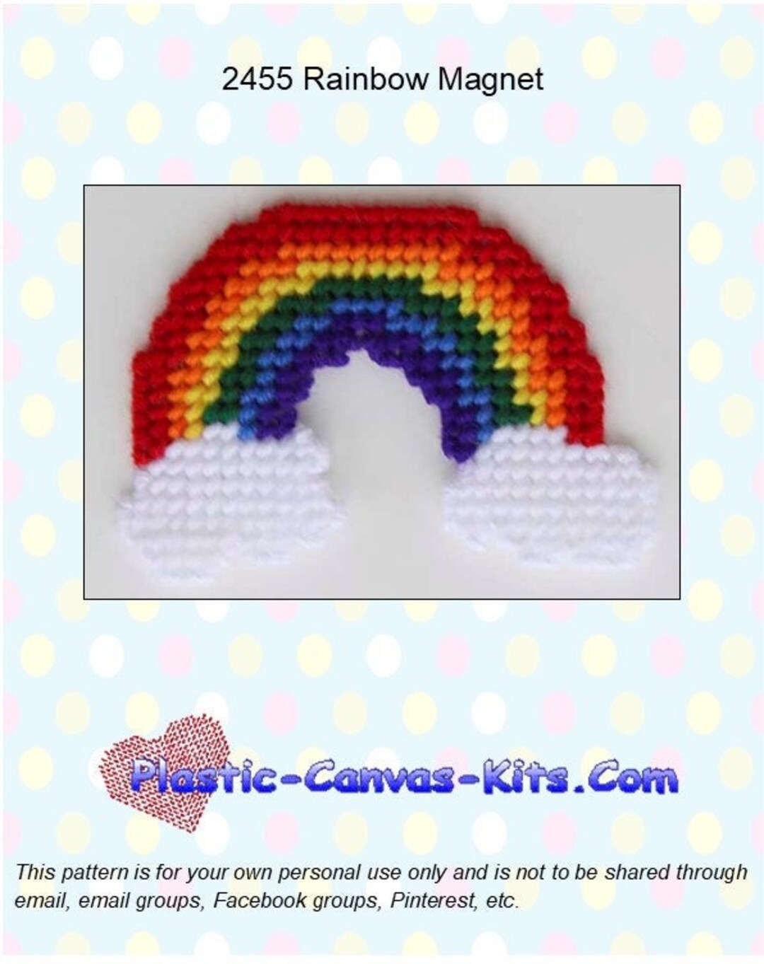 Rainbow Magnet-plastic Canvas Pattern-pdf Download - Etsy