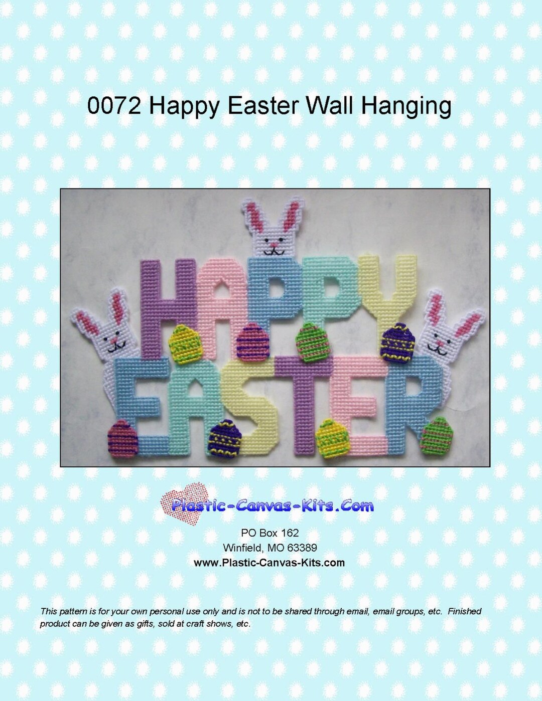 Happy Easter Wall Hanging-bunny and Eggs-plast Canvas Pattern-pdf ...