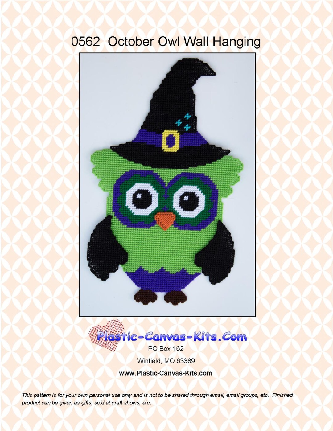 Halloween/october Owl Wall Hanging-plastic Canvas Pattern-pdf Download ...