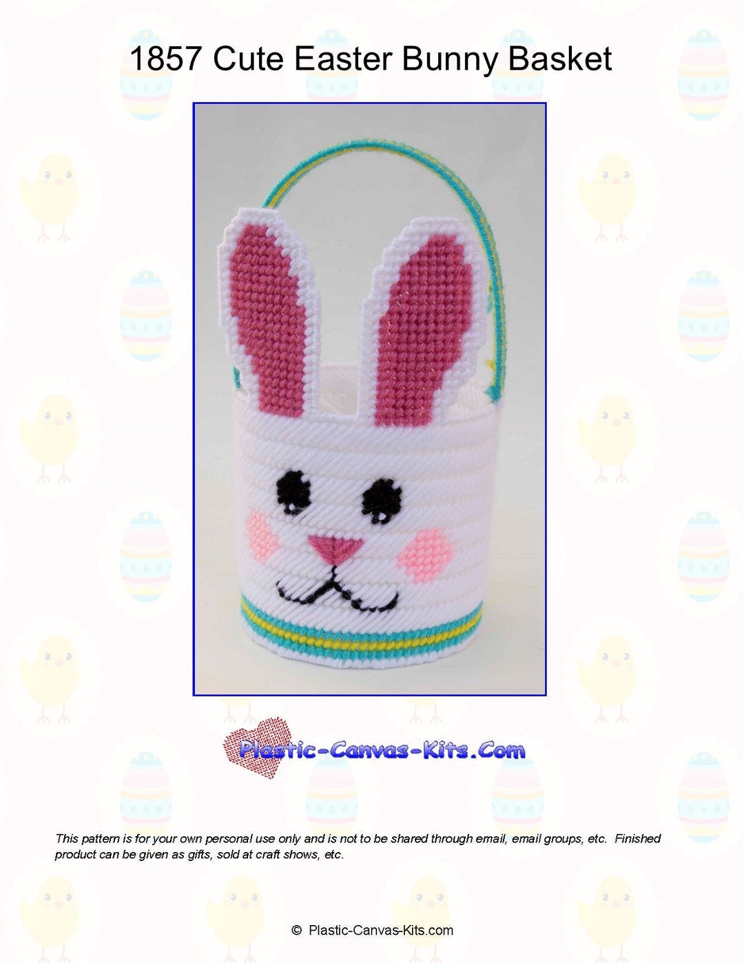 Cute Bunny Easter Basket-plastic Canvas Pattern-pdf Download - Etsy