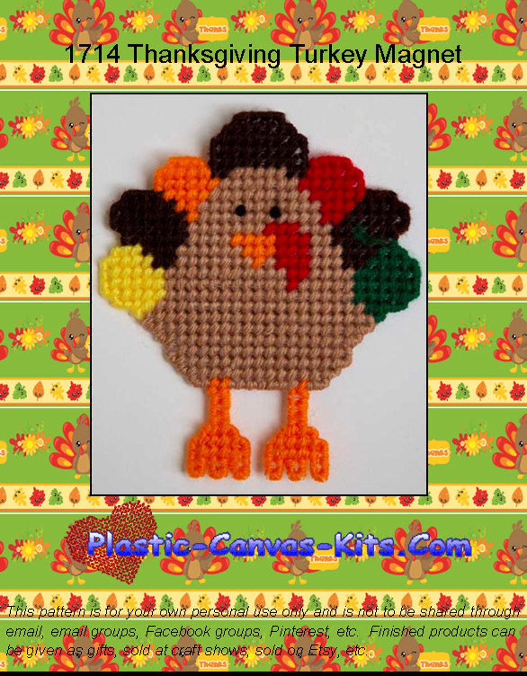 Thanksgiving Turkey Magnet-plastic Canvas Pattern-pdf Download - Etsy