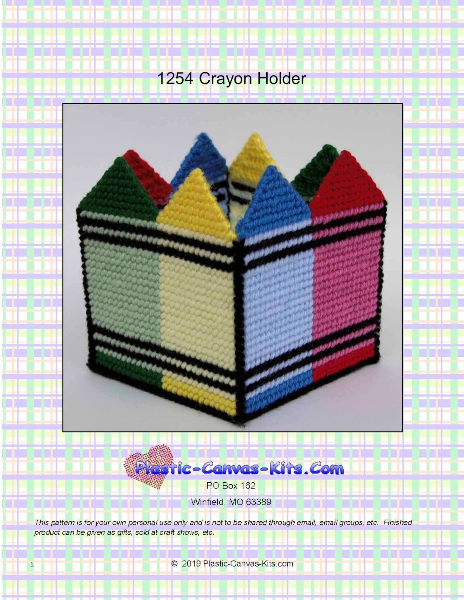 Crayon Holder/caddy-plastic Canvas Pattern-pdf Download - Etsy