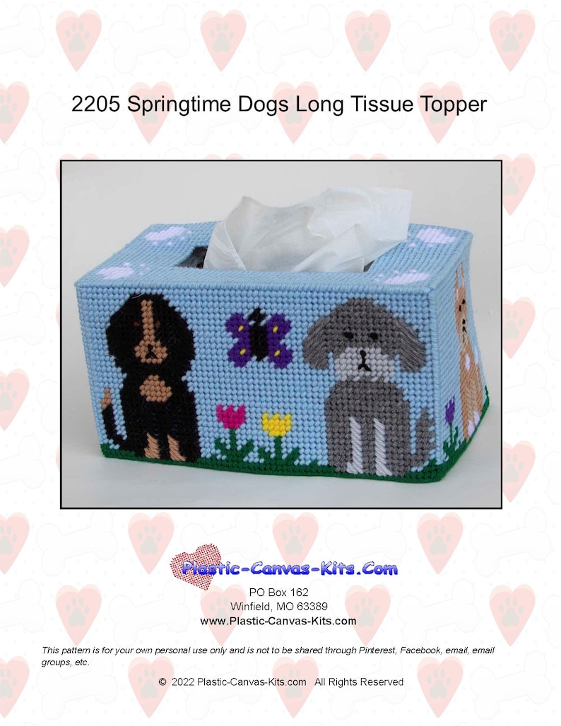 Springtime Dogs Long Tissue Topper-plastic Canvas Pattern-pdf Download ...
