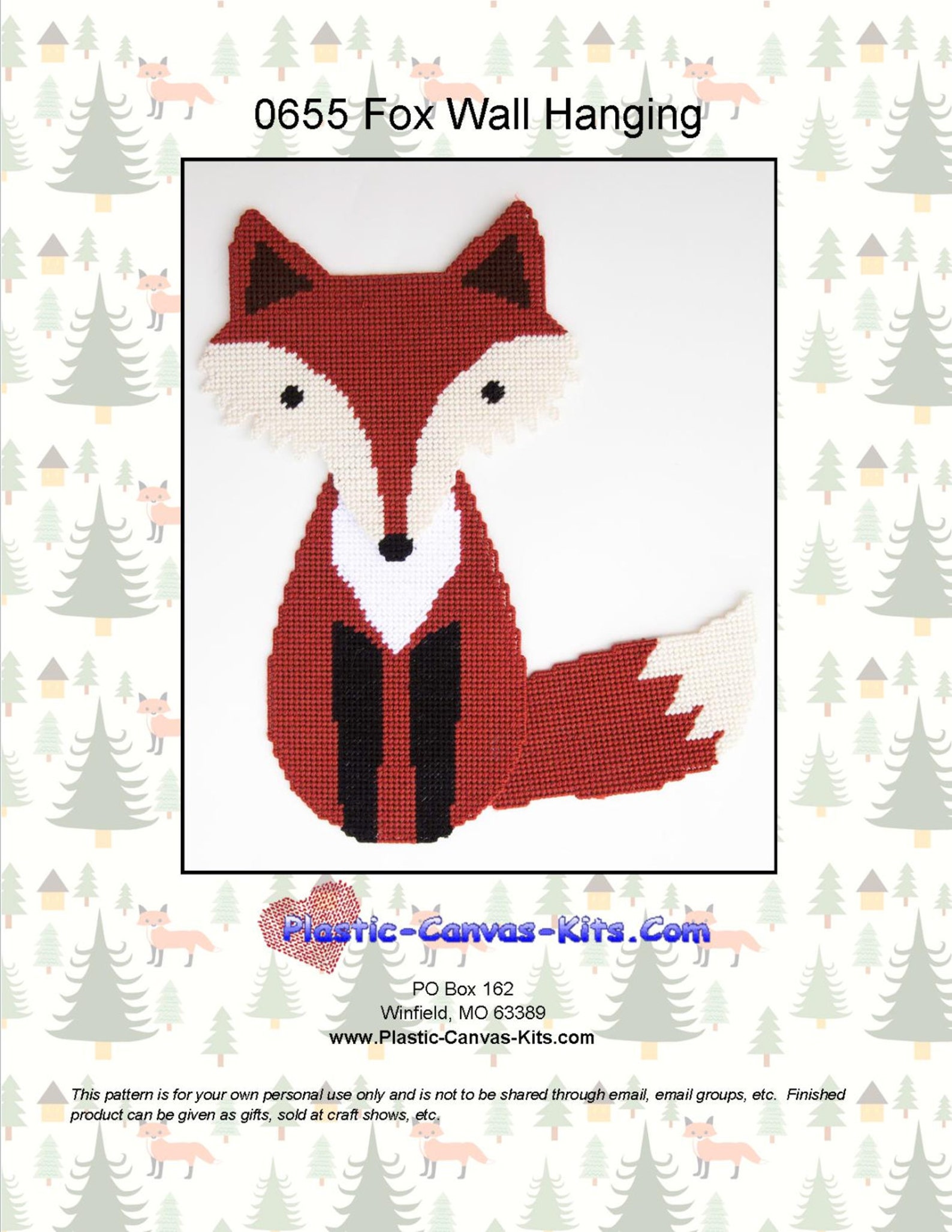 Fox Wall Hanging-plastic Canvas Pattern-pdf Download - Etsy