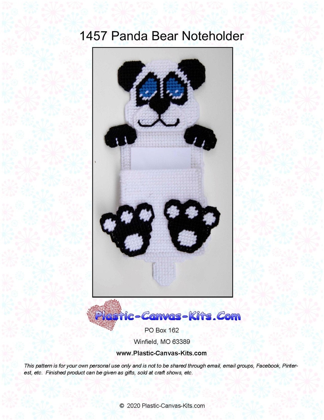 Panda Bear Note Holder-plastic Canvas Pattern-pdf Download - Etsy