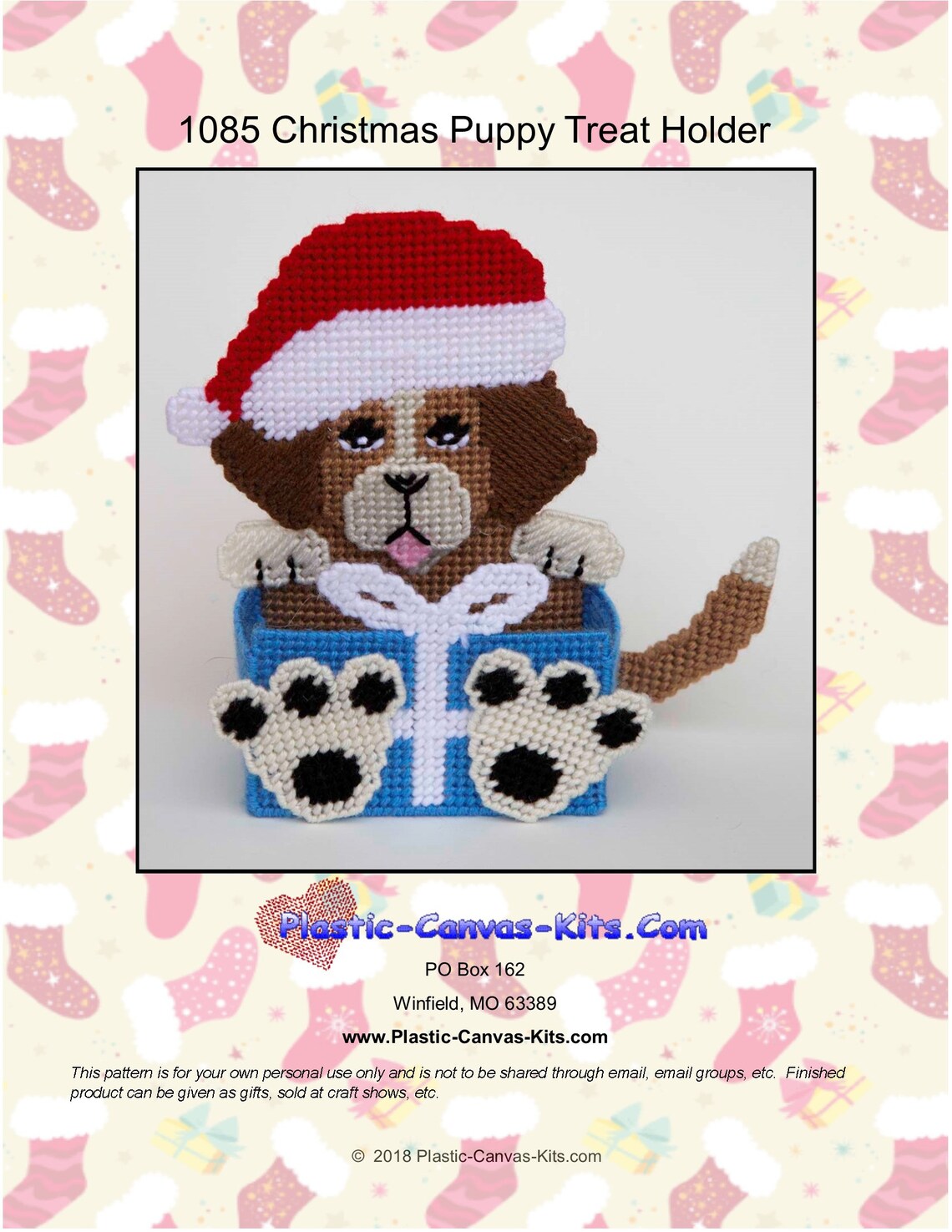 Christmas Puppy Dog Treat Holder-Plastic Canvas Pattern-PDF | Etsy