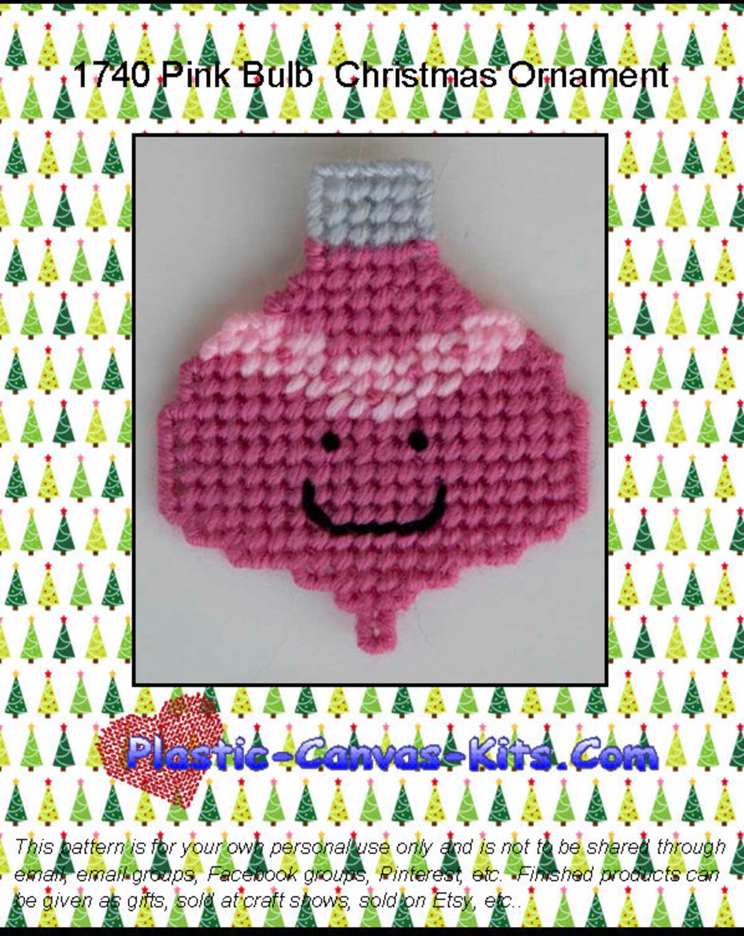 Pink Bulb Christmas Ornament-plastic Canvas Pattern-pdf Download - Etsy