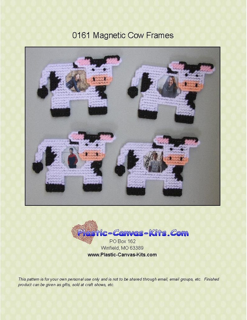 Magnetic Cow Picture Frames-plastic Canvas Pattern-pdf Download - Etsy