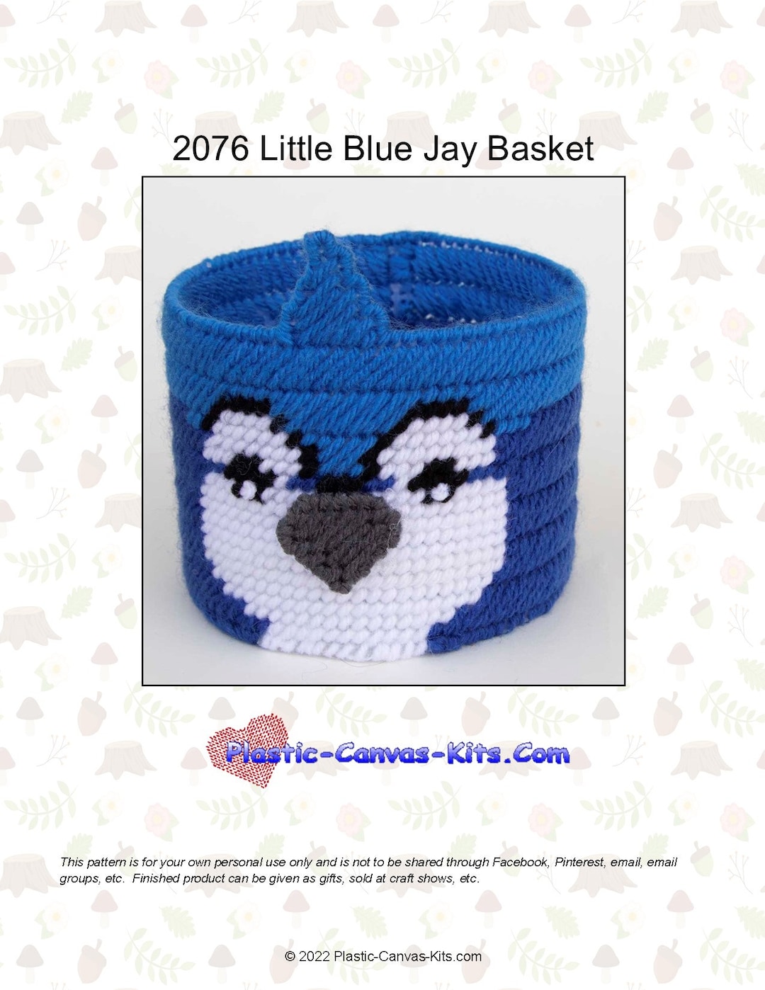 Little Blue Jay Basket-plastic Canvas Pattern-pdf Download - Etsy