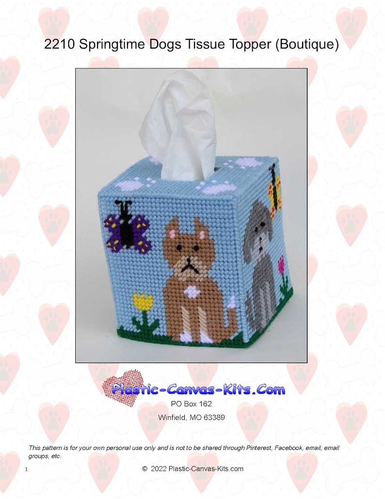Springtime Dogs Tissue Topper-plastic Canvas Pattern-pdf Download - Etsy
