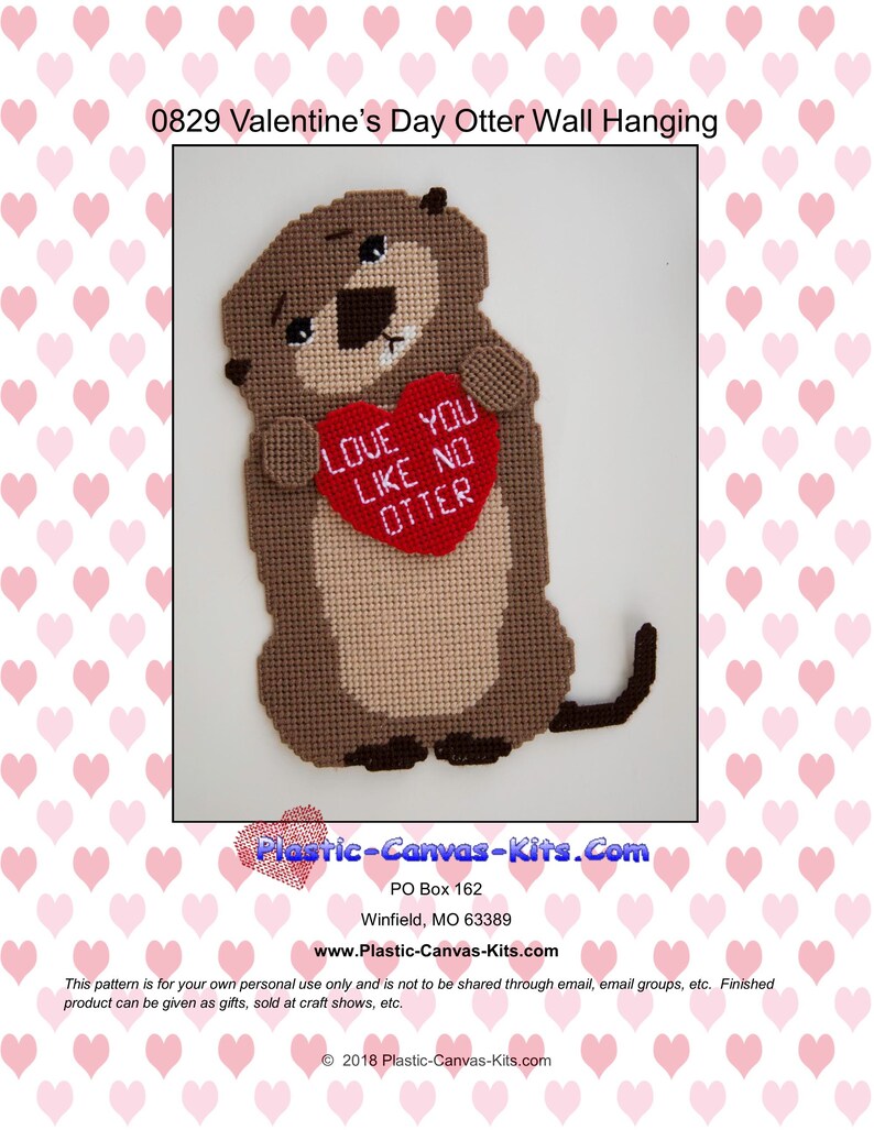 Valentine's Day Otter Wall Hanging-plastic Canvas Pattern-pdf Download ...