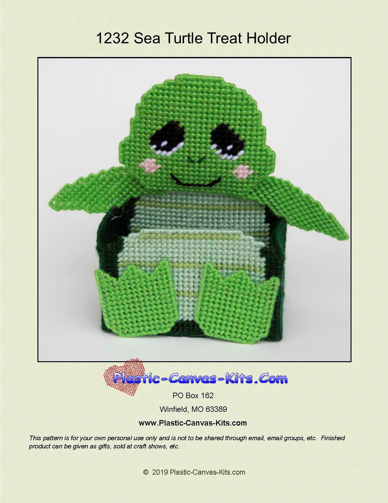 Sea Turtle Treat Holder-plastic Canvas Pattern-pdf Download - Etsy