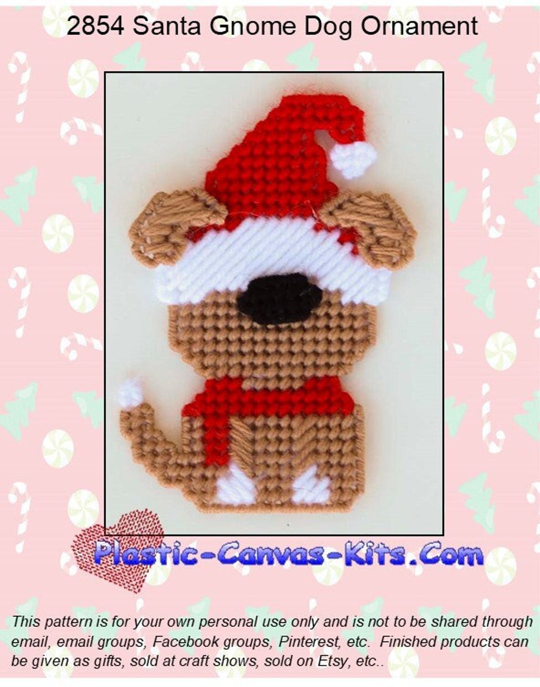 Santa Gnome Dog Christmas Ornament-plastic Canvas Pattern-pdf Download ...