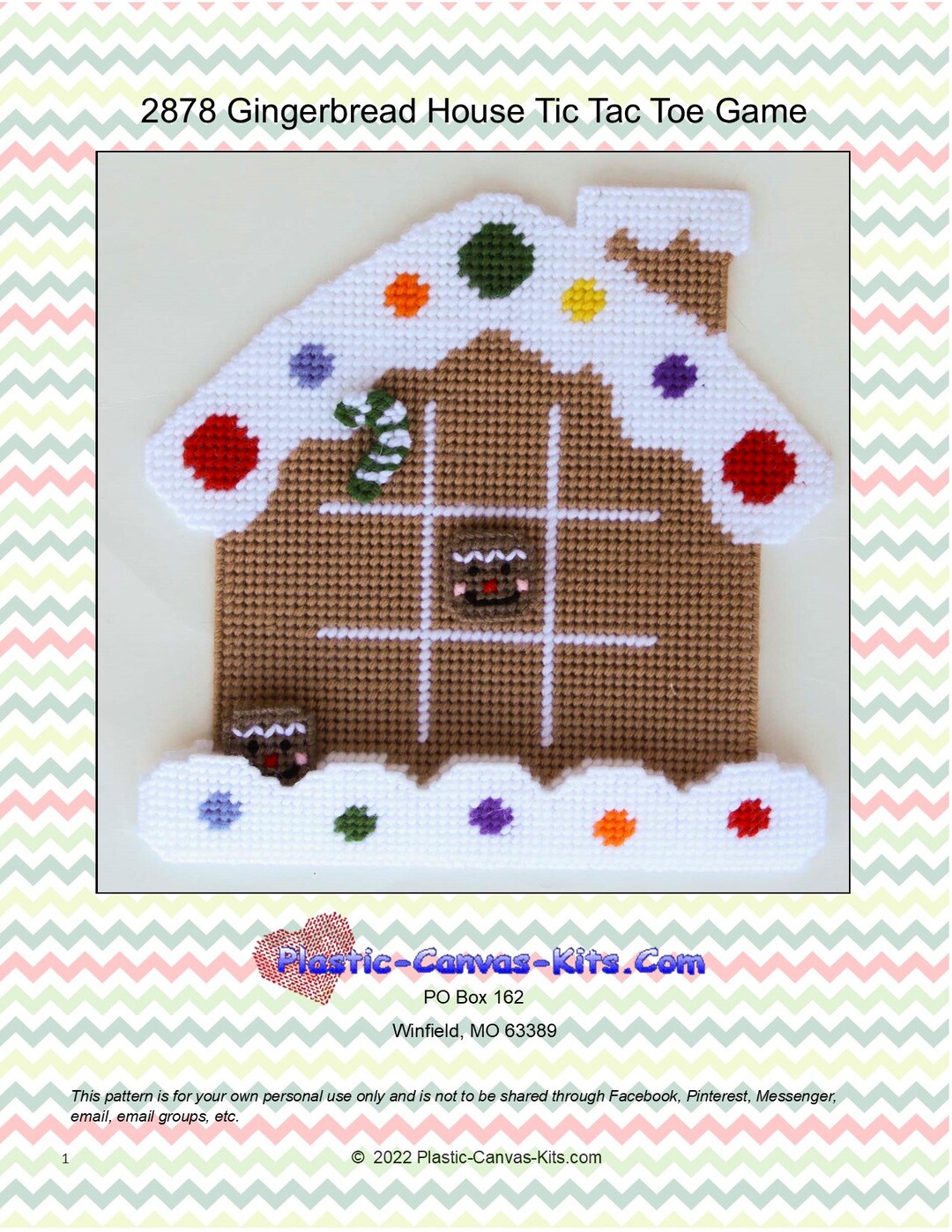 Gingerbread House Tic Tac Toe Game-plastic Canvas Pattern-pdf Download ...