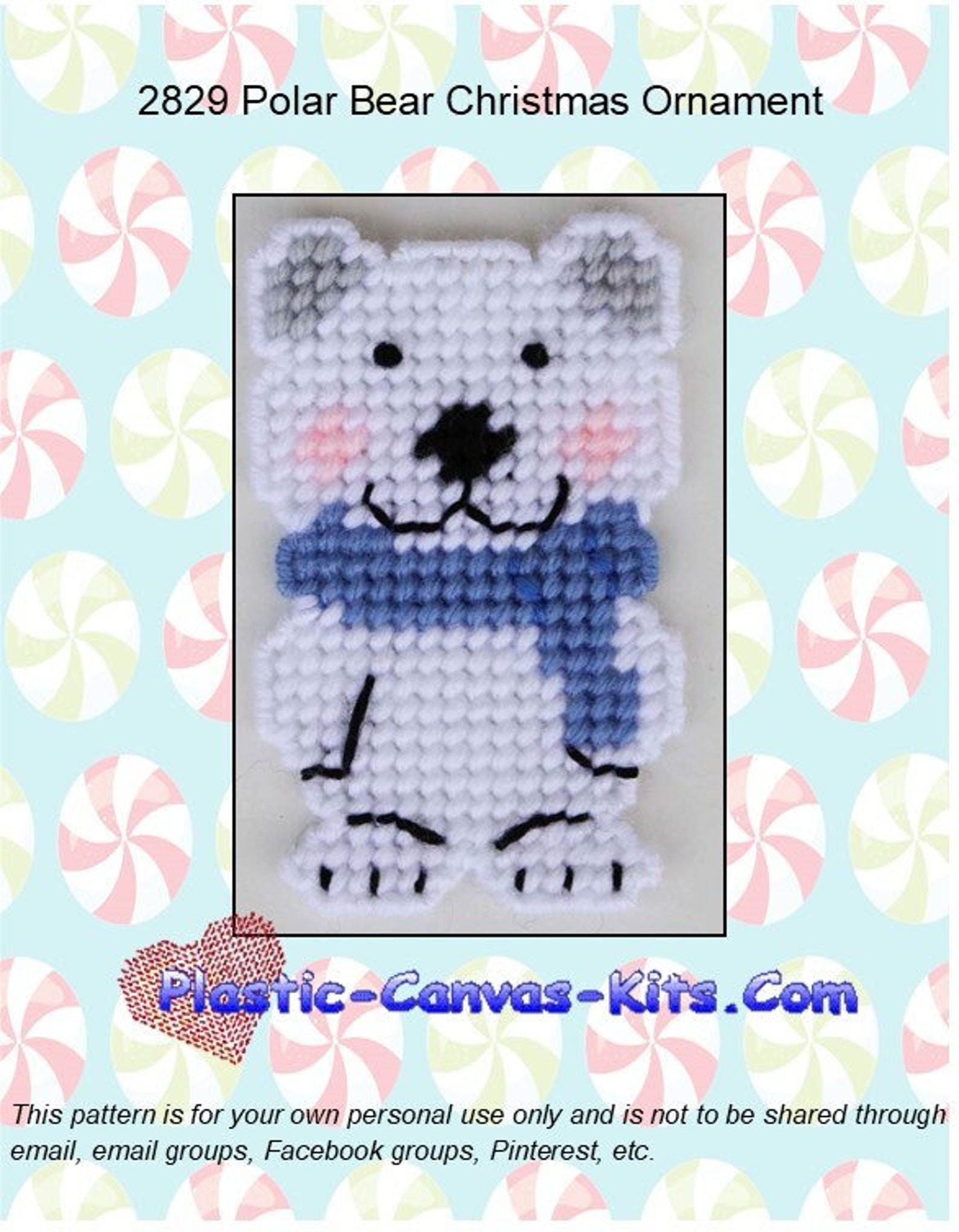 Polar Bear Christmas Ornament-plastic Canvas Pattern-pdf Download - Etsy