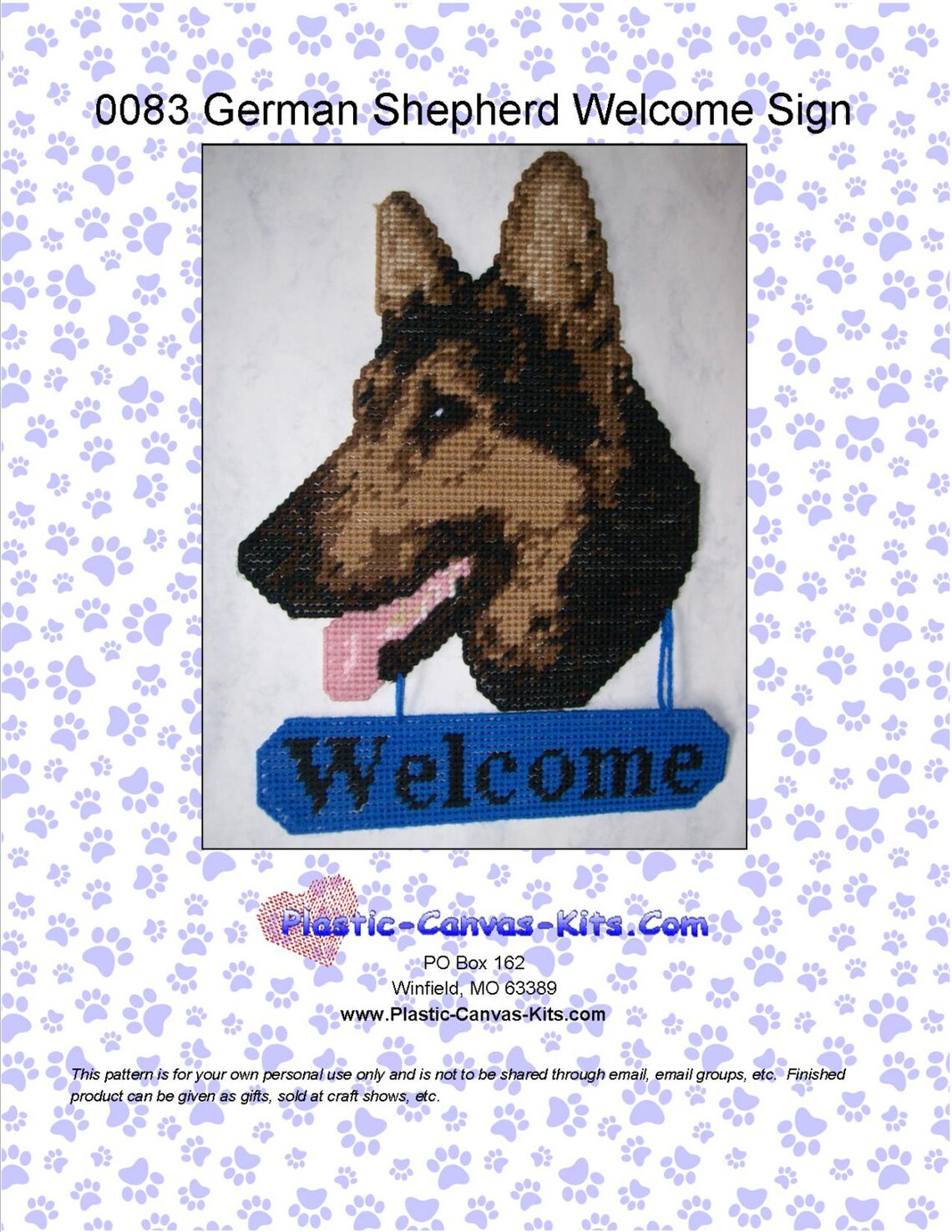 German Shepherd Welcome Sign-plastic Canvas Pattern-pdf Download - Etsy