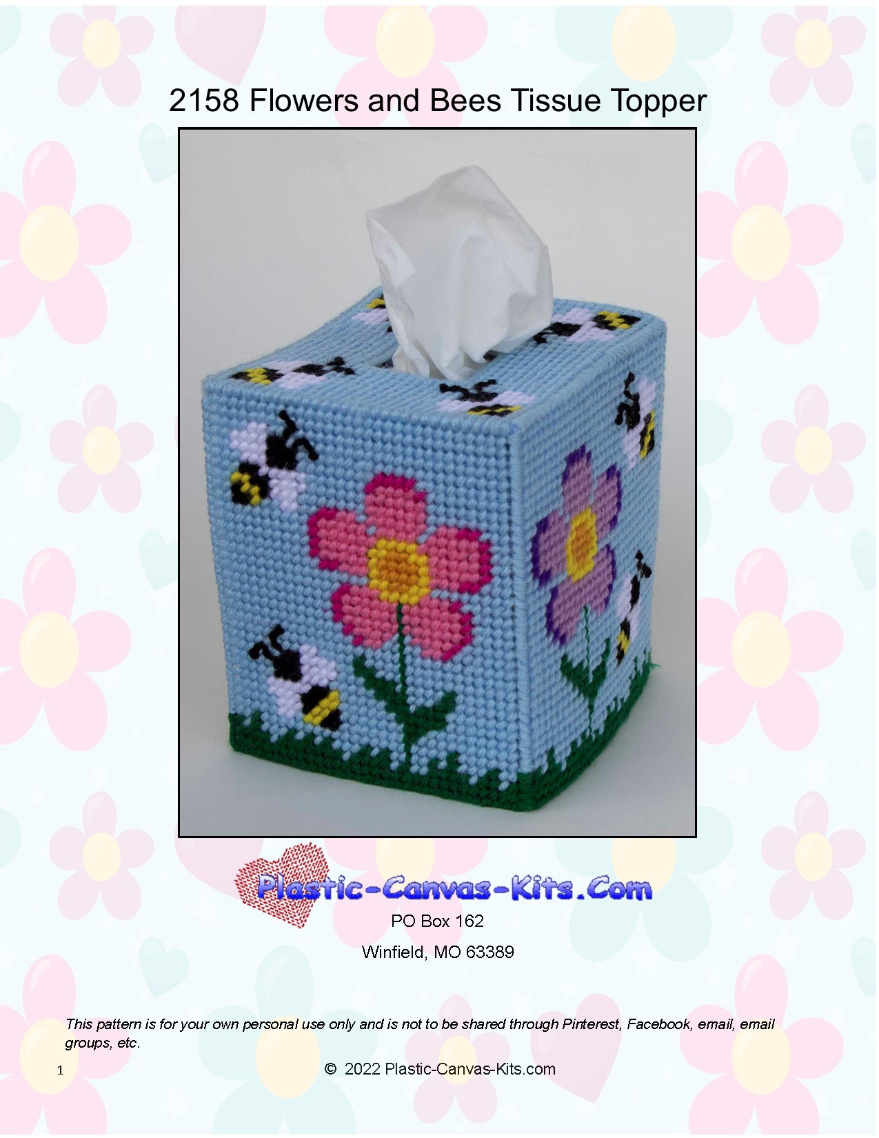 Flowers and Bees Tissue Topper-plastic Canvas Pattern-pdf - Etsy