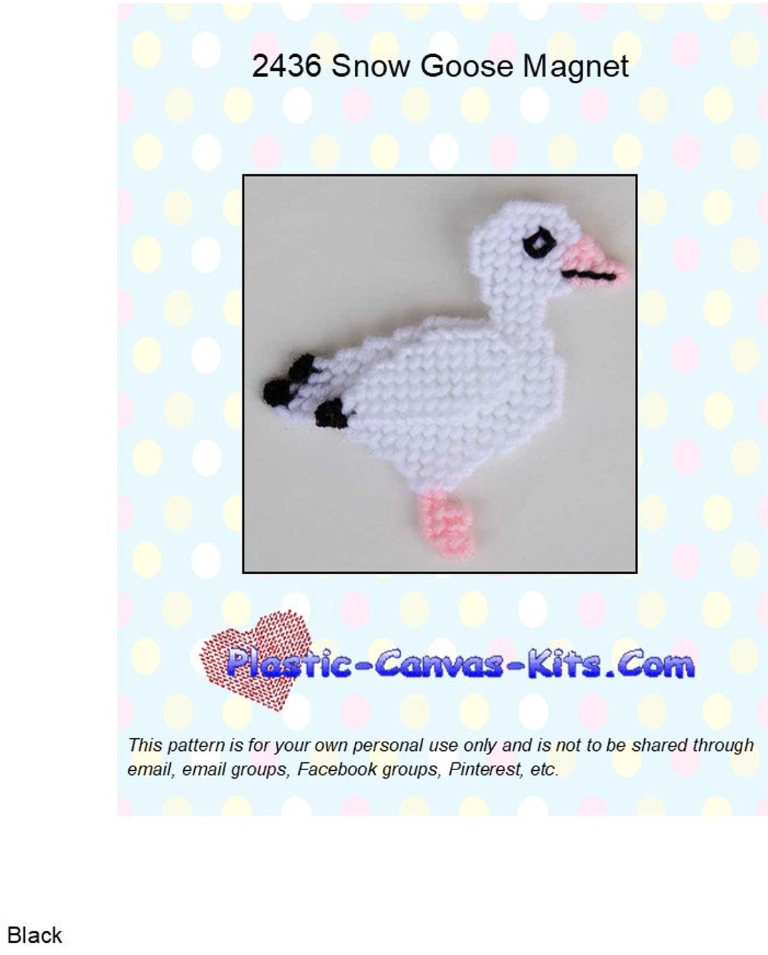 Snow Goose Magnet-plastic Canvas Pattern-pdf Download - Etsy