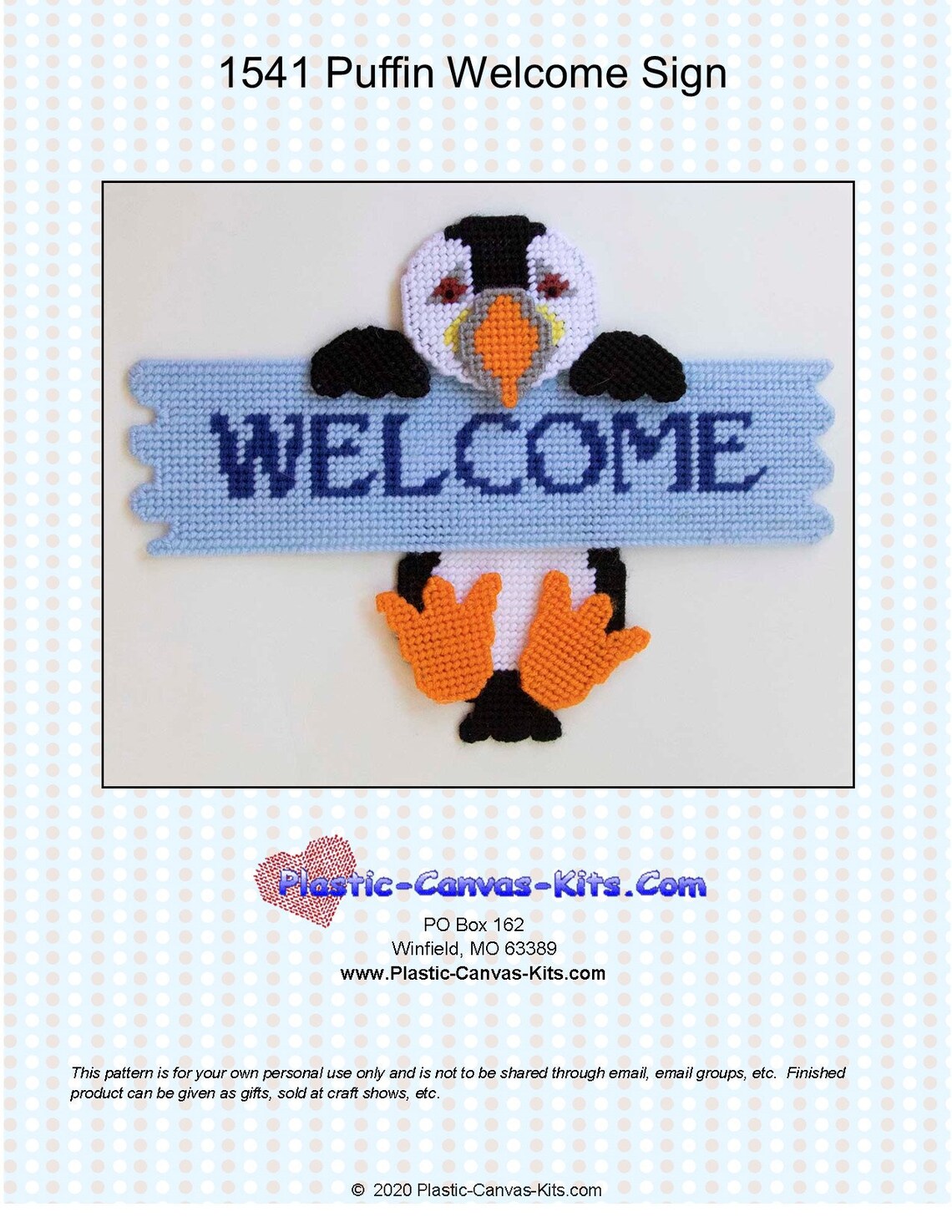 Puffin Welcome Sign-Plastic Canvas Pattern-PDF Download | Etsy