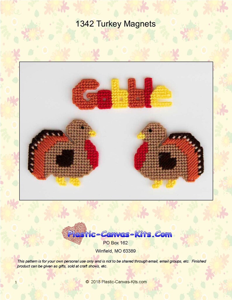 Thanksgiving Turkey Magnets-plastic Canvas Pattern-pdf Download - Etsy