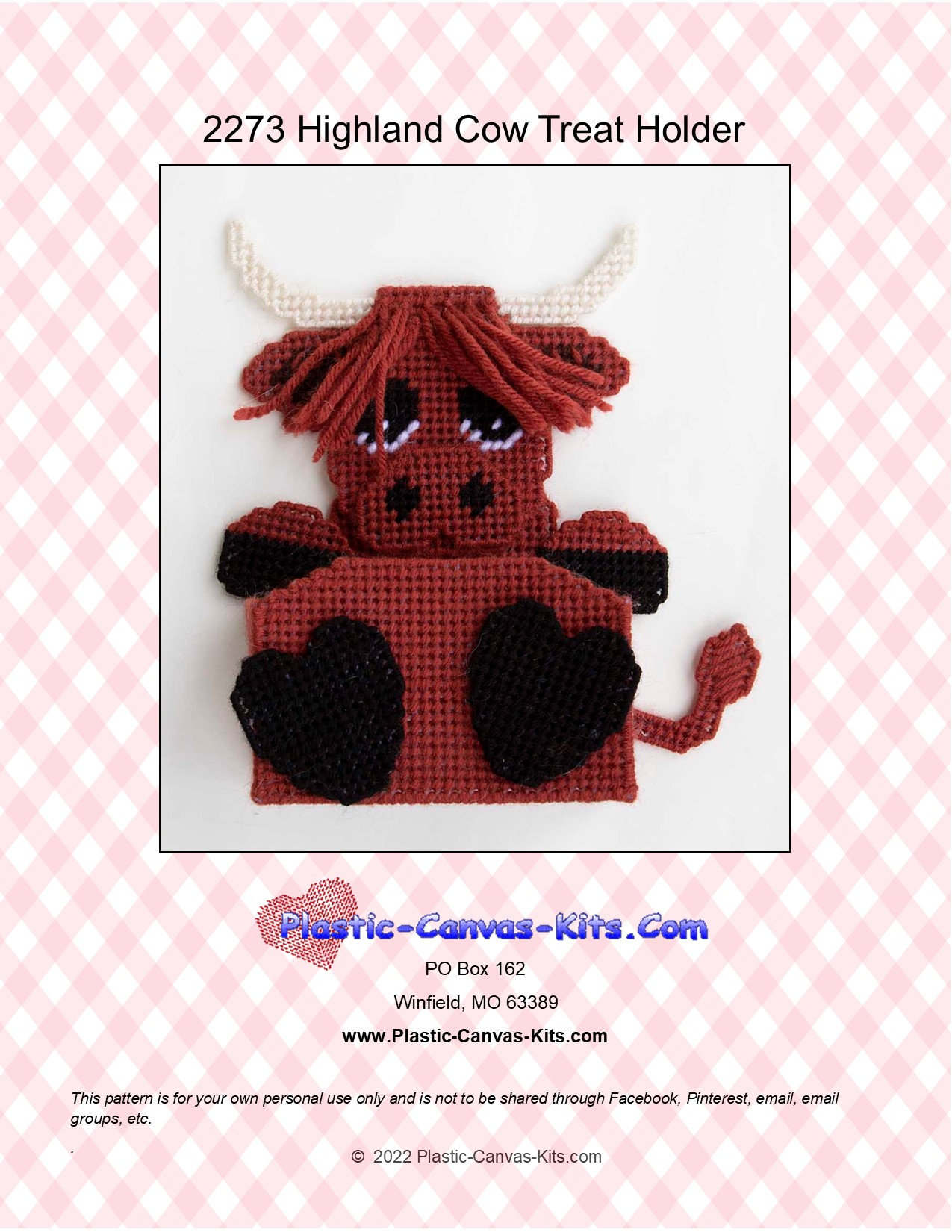 Highland Cow Treat Holder-plastic Canvas Pattern-pdf Download - Etsy