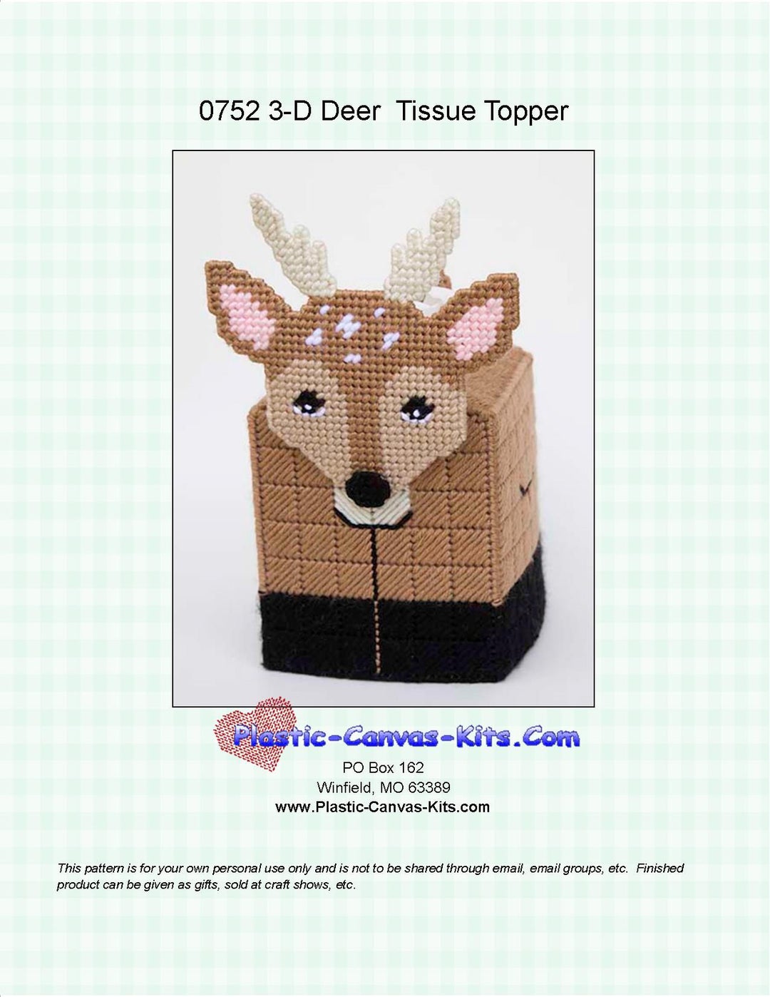 Deer 3-D Tissue Topper-plastic Canvas Pattern-pdf Download - Etsy