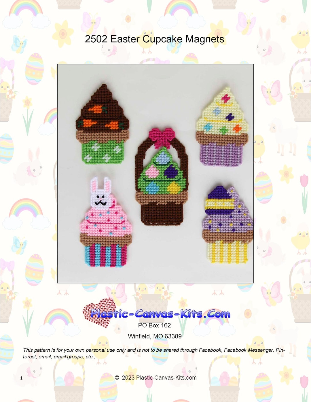 Easter Cupcake Magnets-plastic Canvas Pattern-pdf Download - Etsy