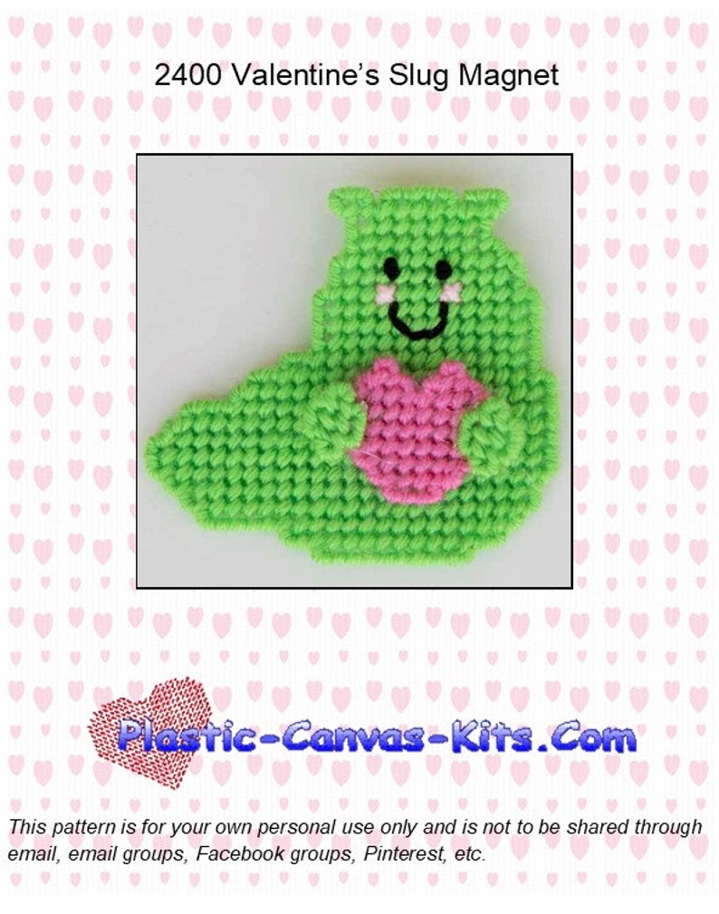 Valentine's Day Slug Magnet-plastic Canvas Pattern-pdf Download - Etsy