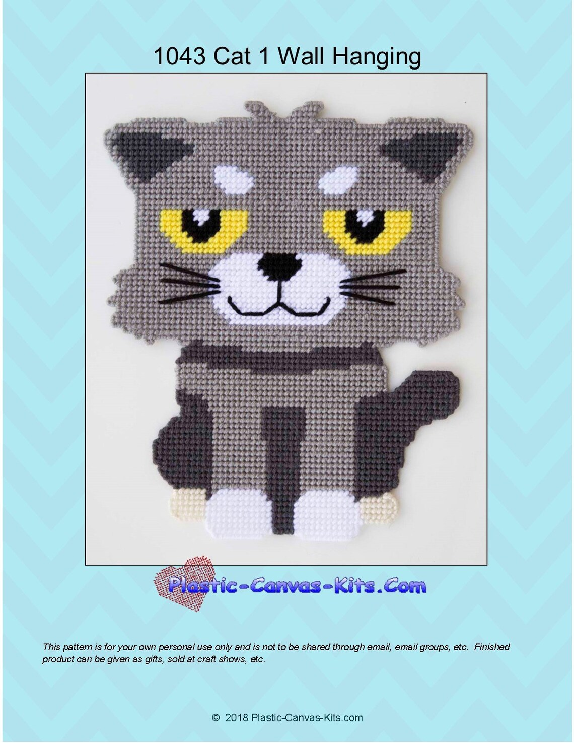 Cat 1 Wall Hanging-plastic Canvas Pattern-pdf Download - Etsy