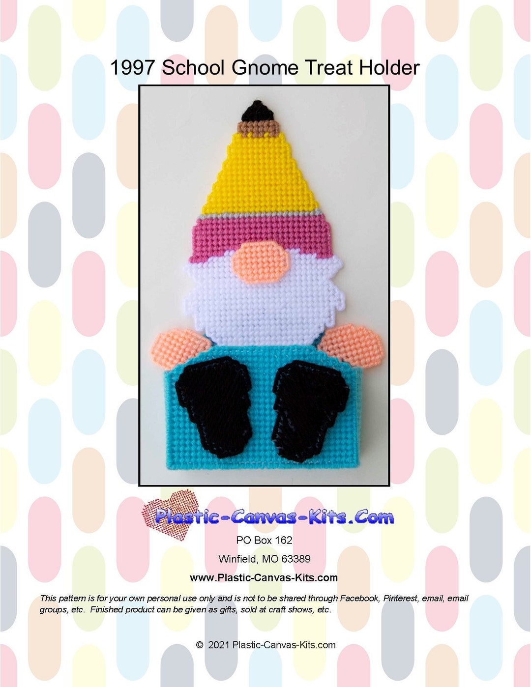School Gnome Treat Holder-plastic Canvas Pattern-pdf Download - Etsy