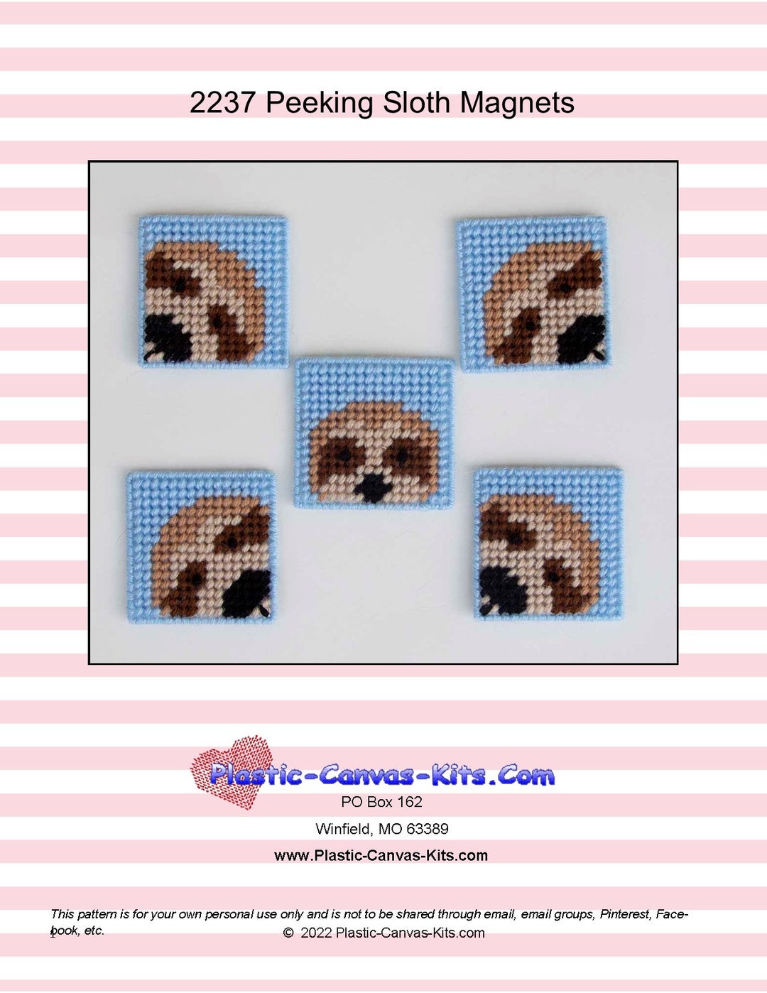 Peeking Sloth Magnets-plastic Canvas Pattern-pdf Download - Etsy