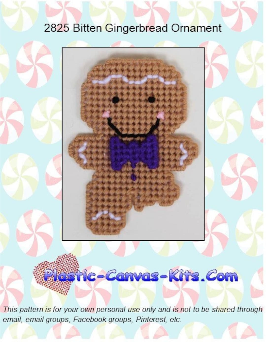 Bitten Gingerbread Man Christmas Ornament-plastic Canvas Pattern-pdf ...