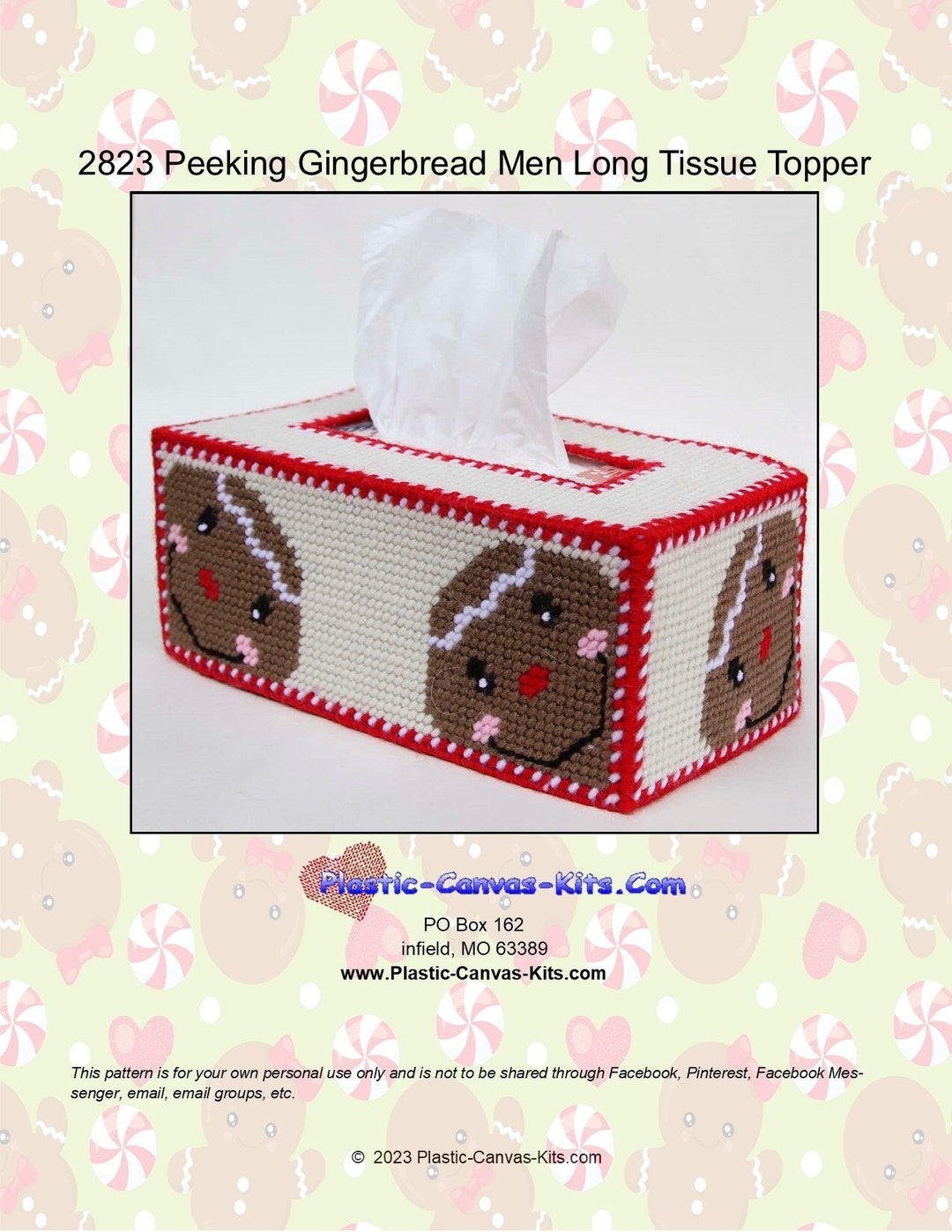 Peeking Gingerbread Man Long Tissue Topper-christmas-plastic Canvas ...