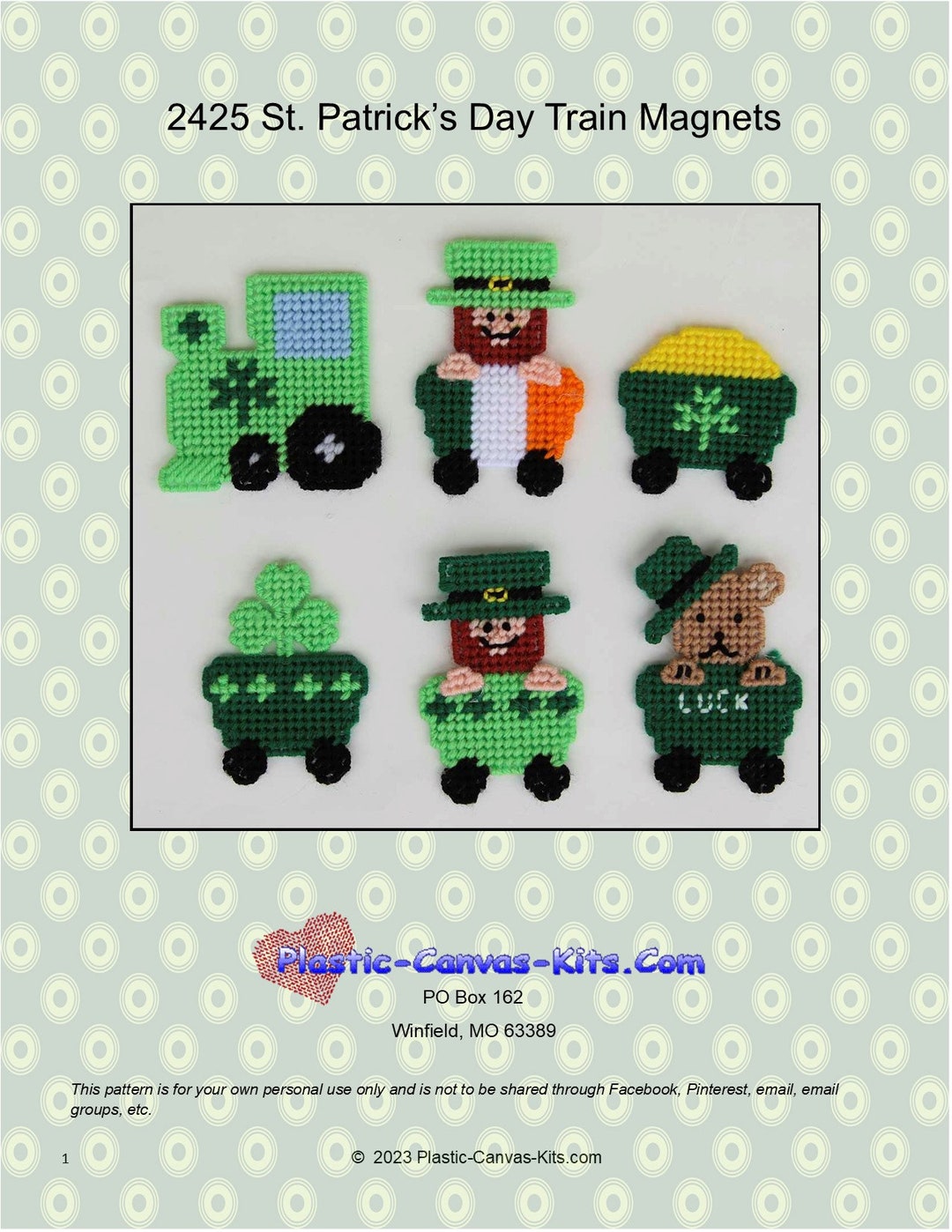 St. Patrick's Day Train Magnets-plastic Canvas Pattern-pdf Download - Etsy