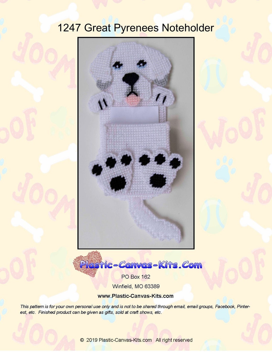 Great Pyrenees Note Holder-plastic Canvas Pattern-pdf Download - Etsy