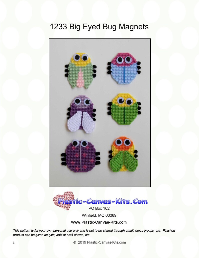 Big Eyed Bug Magnets-plastic Canvas Pattern-pdf Download - Etsy