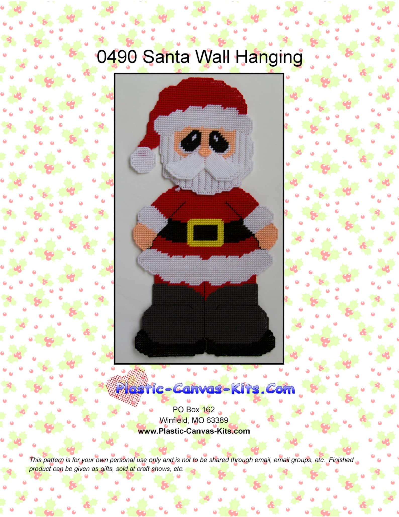Santa Wall Hanging-plastic Canvas Pattern-pdf Download - Etsy