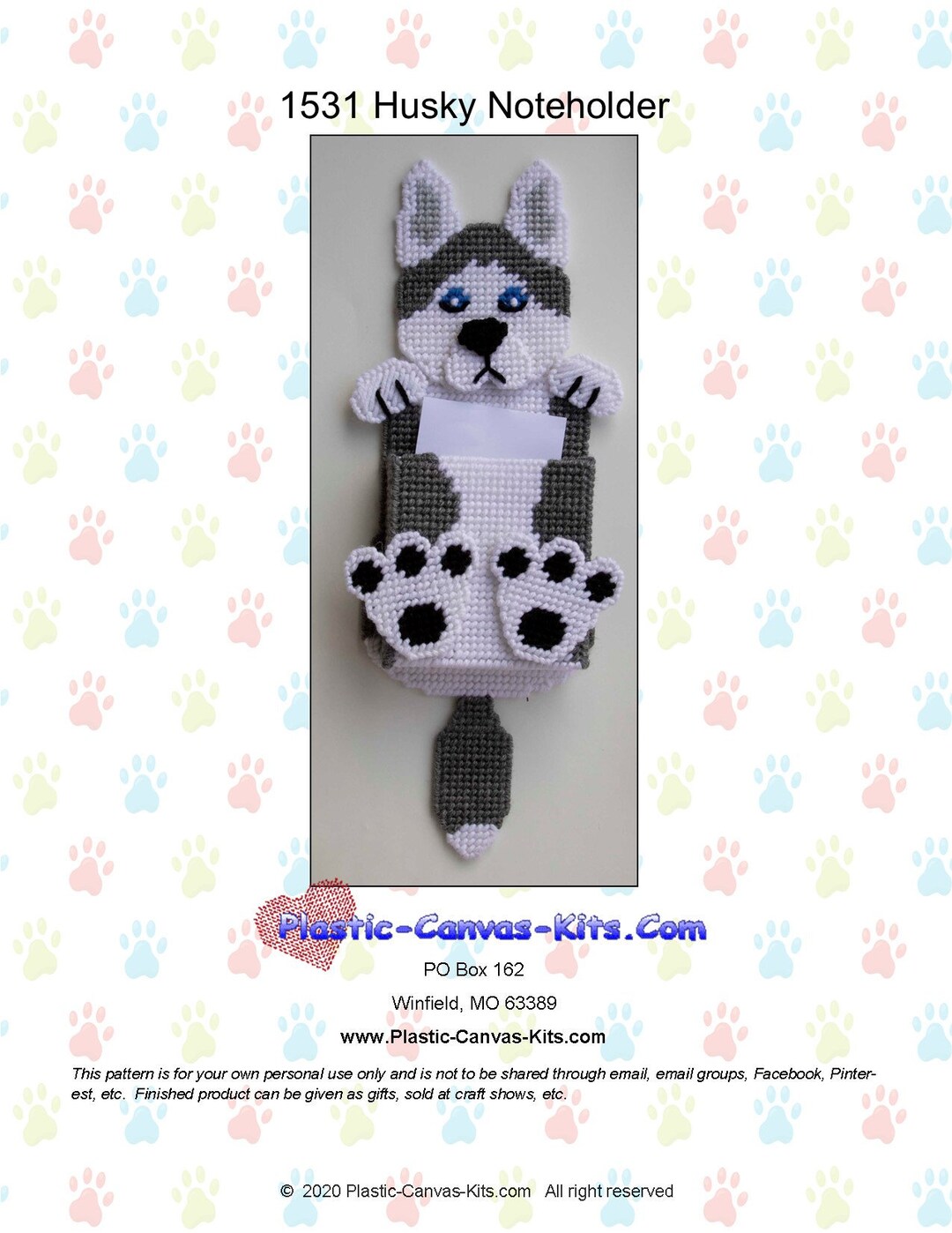Husky Dog Note Holder-plastic Canvas Pattern-pdf Download - Etsy
