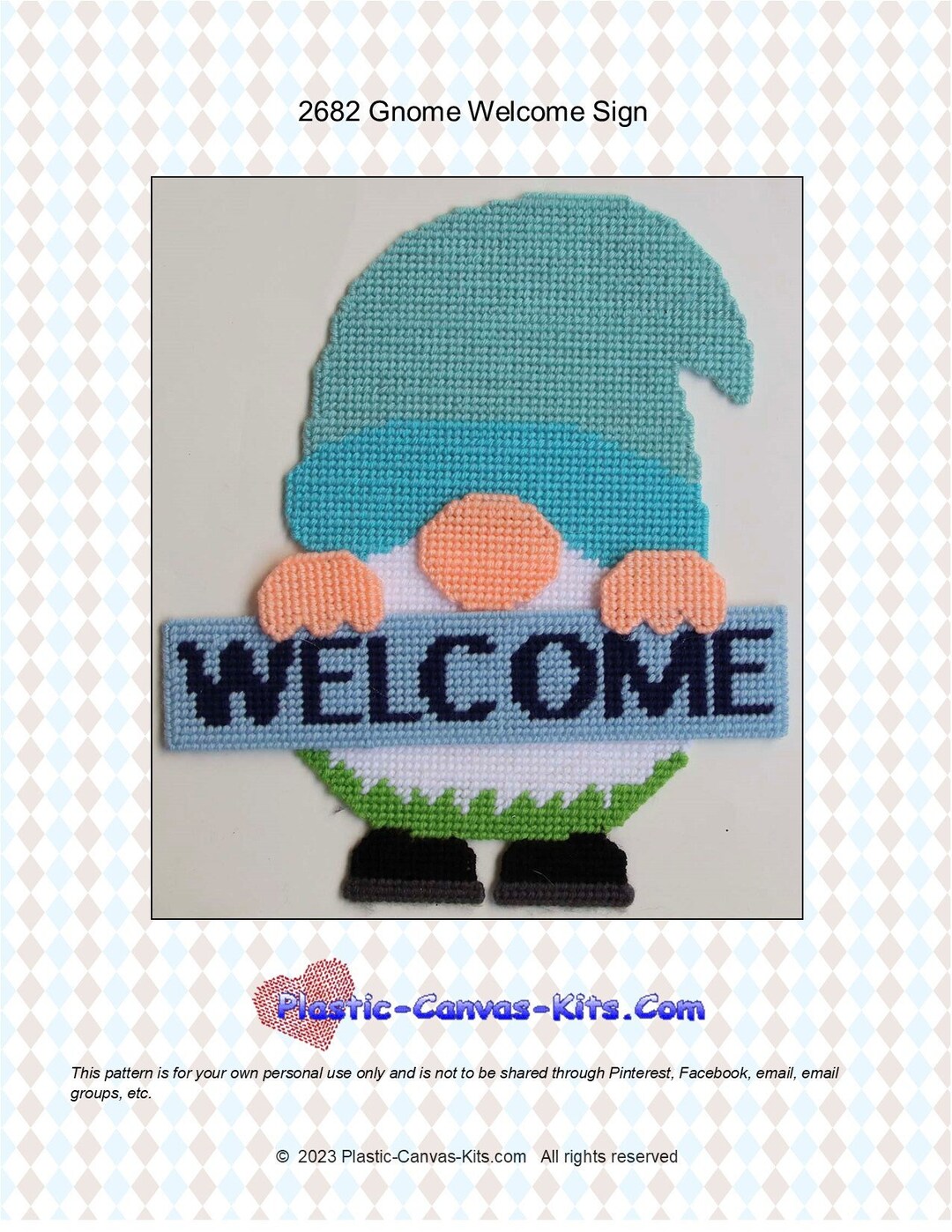 Gnome Welcome Sign-plastic Canvas Pattern-pdf Download - Etsy