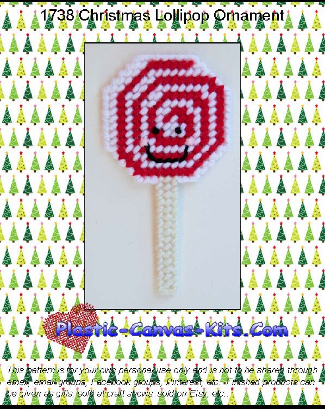 Lollipop Christmas Ornament-plastic Canvas Pattern-pdf Download - Etsy