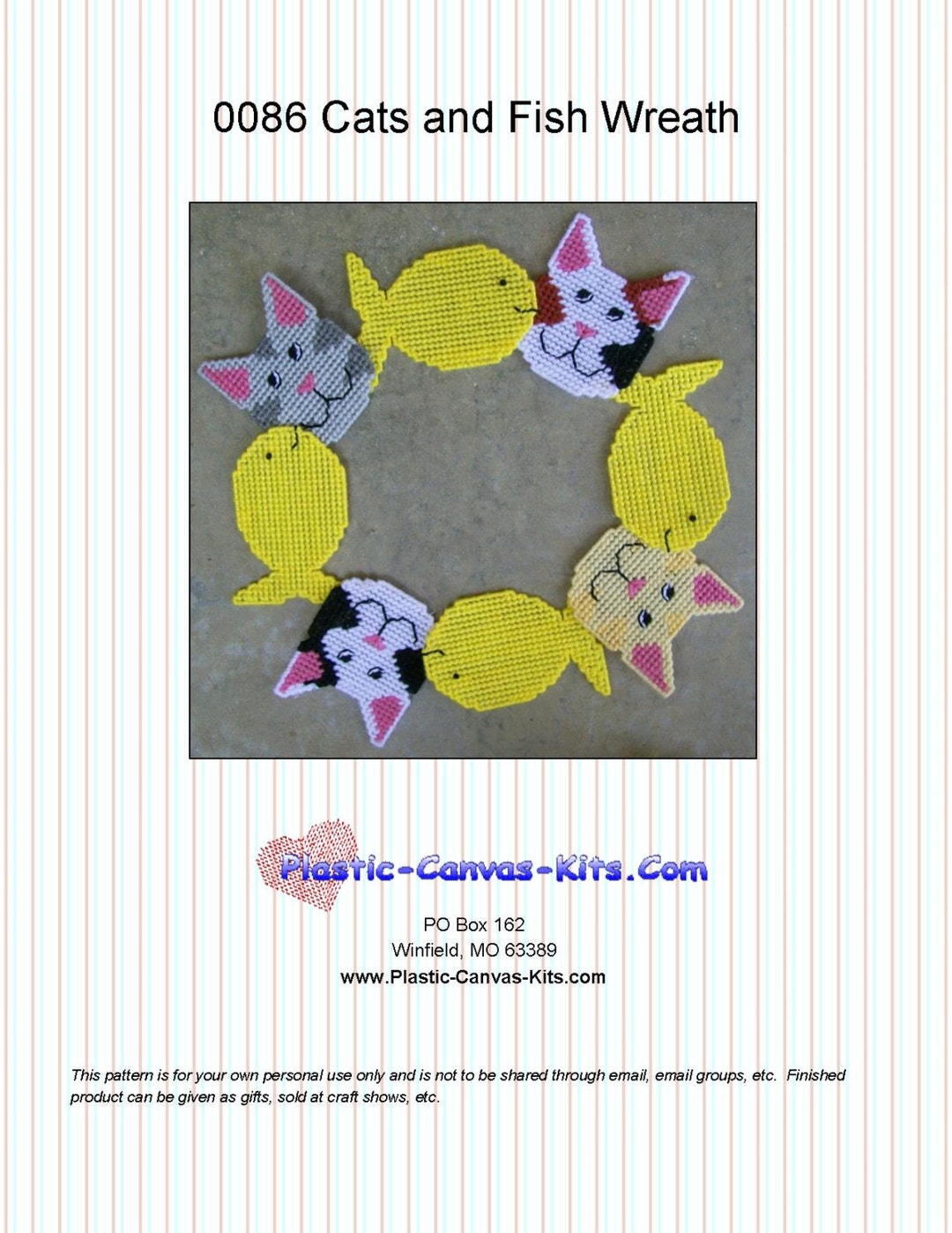 Cats and Fish Wreath-plastic Canvas Pattern-pdf Download - Etsy